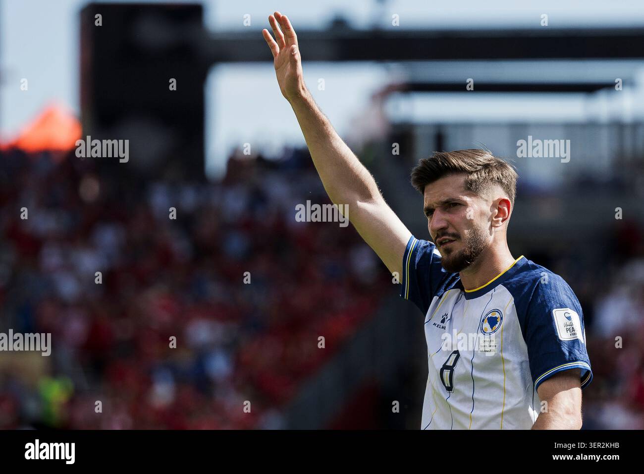 Armin Gigovic of Bosnia and Herzegovina gestures during the FIFA World ...