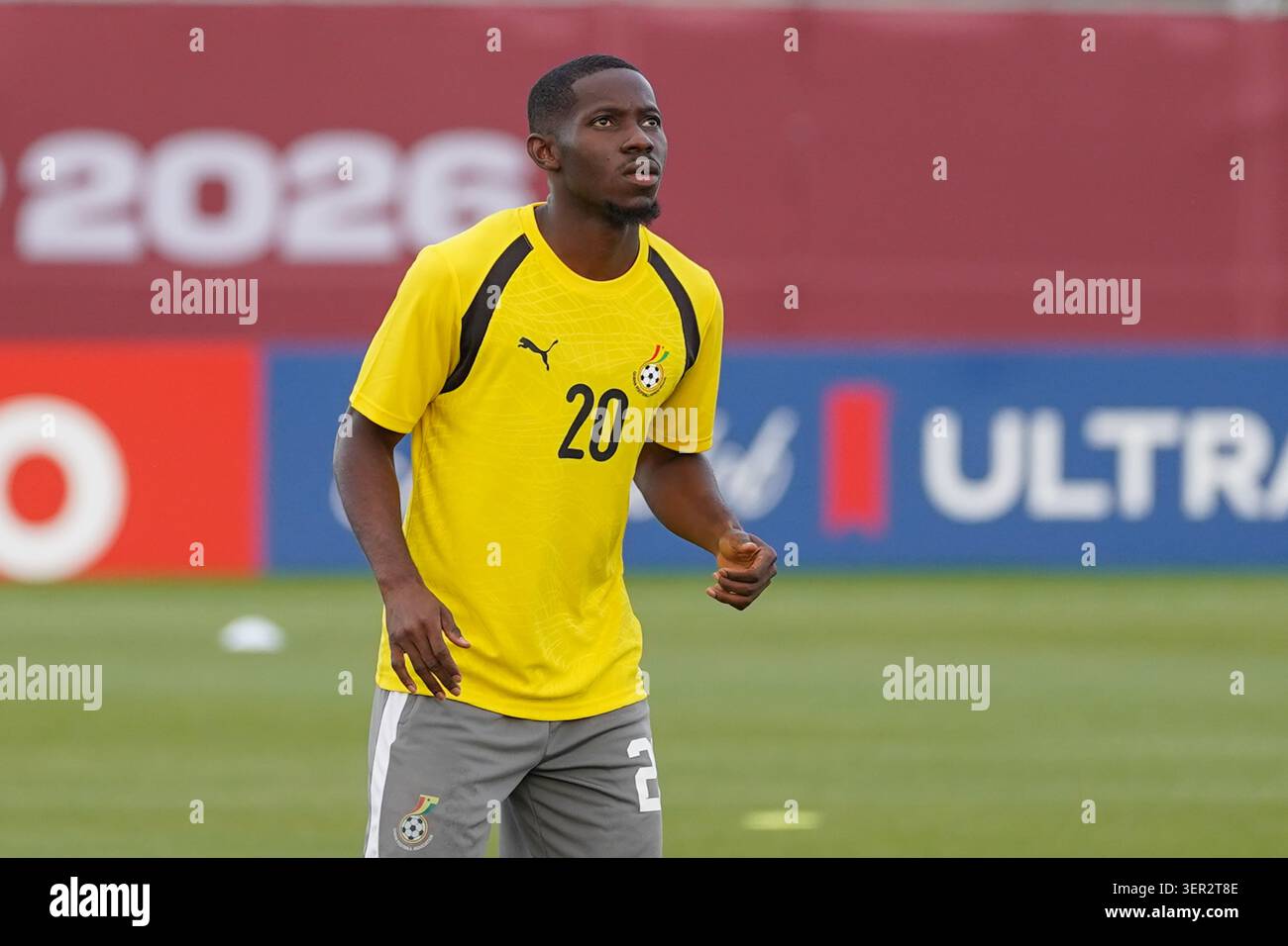Augustine Boakye #20 of Ghana national football team warms-up during ...