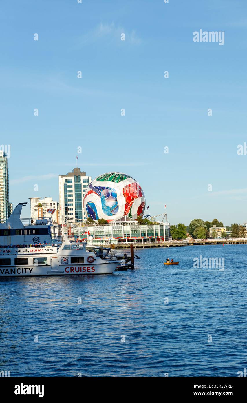 Vancouver, Canada - June 13, 2026: A vertical view of the Science World ...