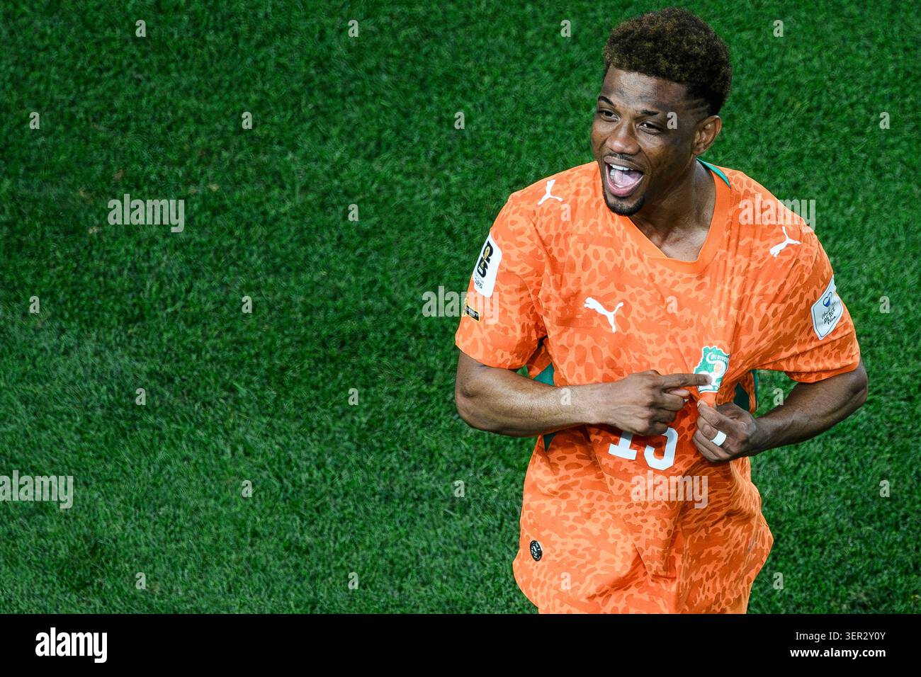 Amad Diallo of Cote d'Ivoire celebrates after scoring a goal during the ...
