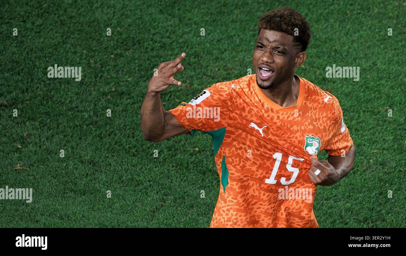 Amad Diallo of Cote d'Ivoire celebrates after scoring a goal during the ...