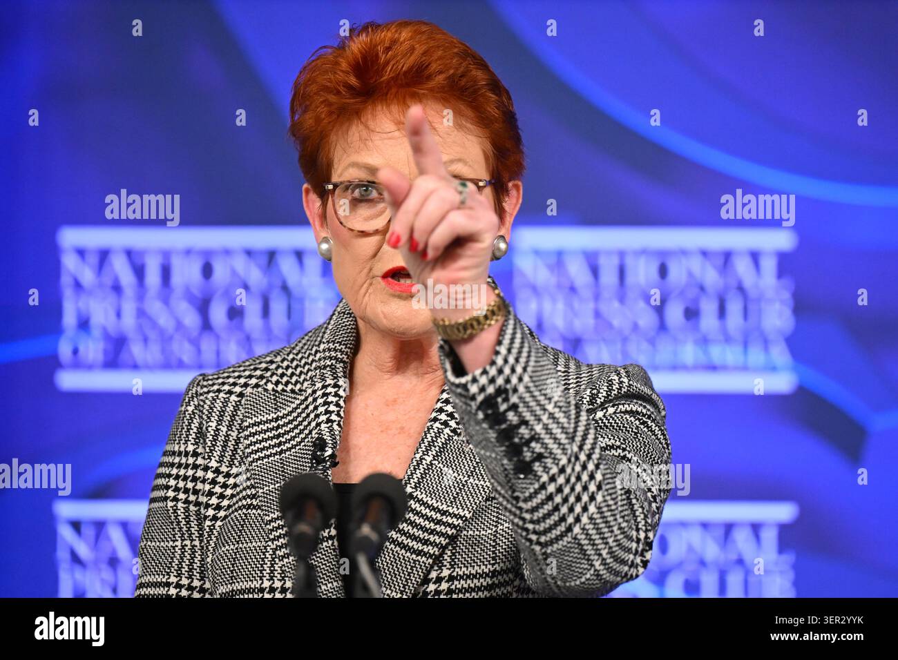 One Nation leader Pauline Hanson addresses the National Press Club in ...