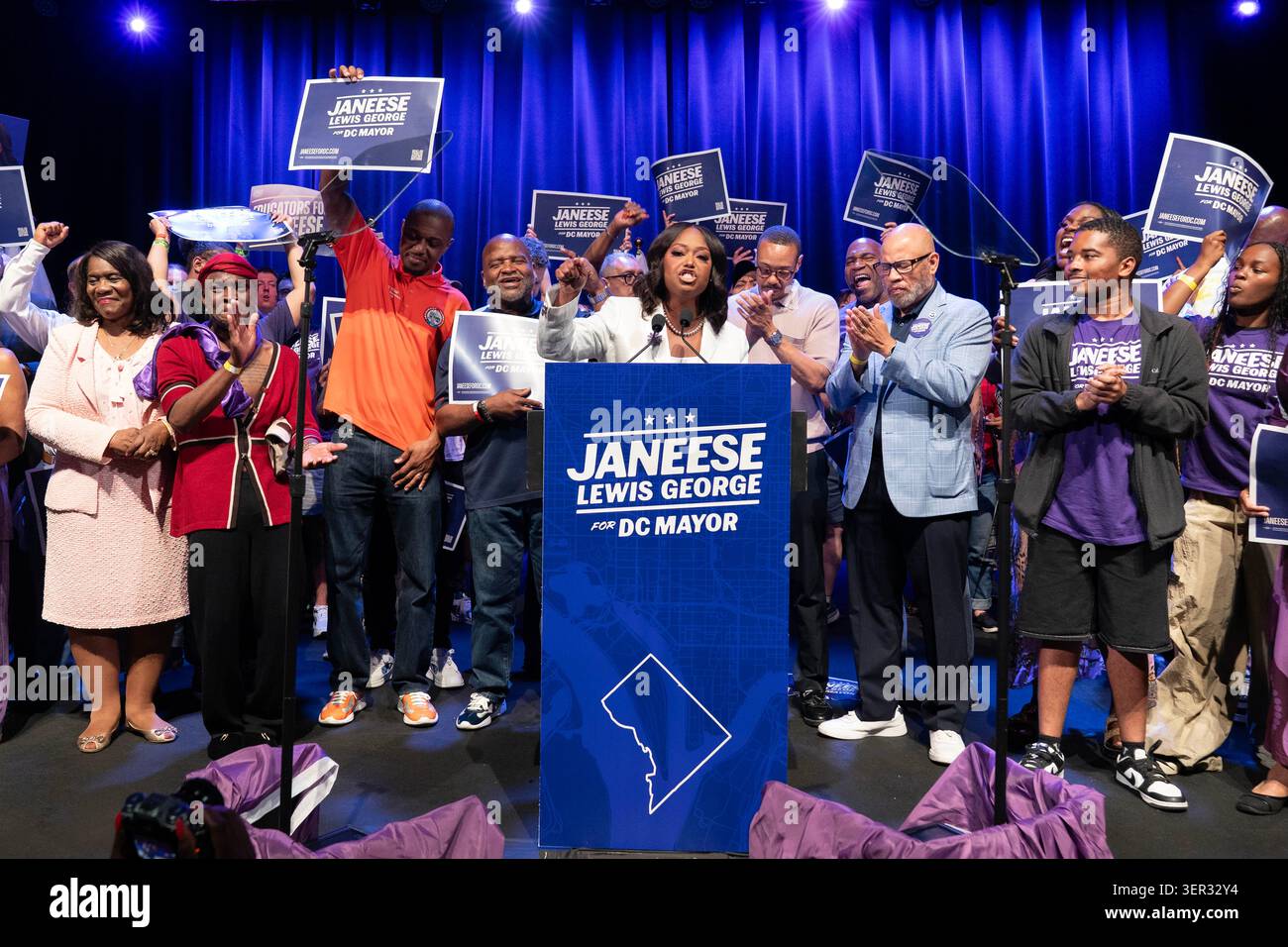 D.C. Council members Janeese Lewis George speaks to the crowd after ...