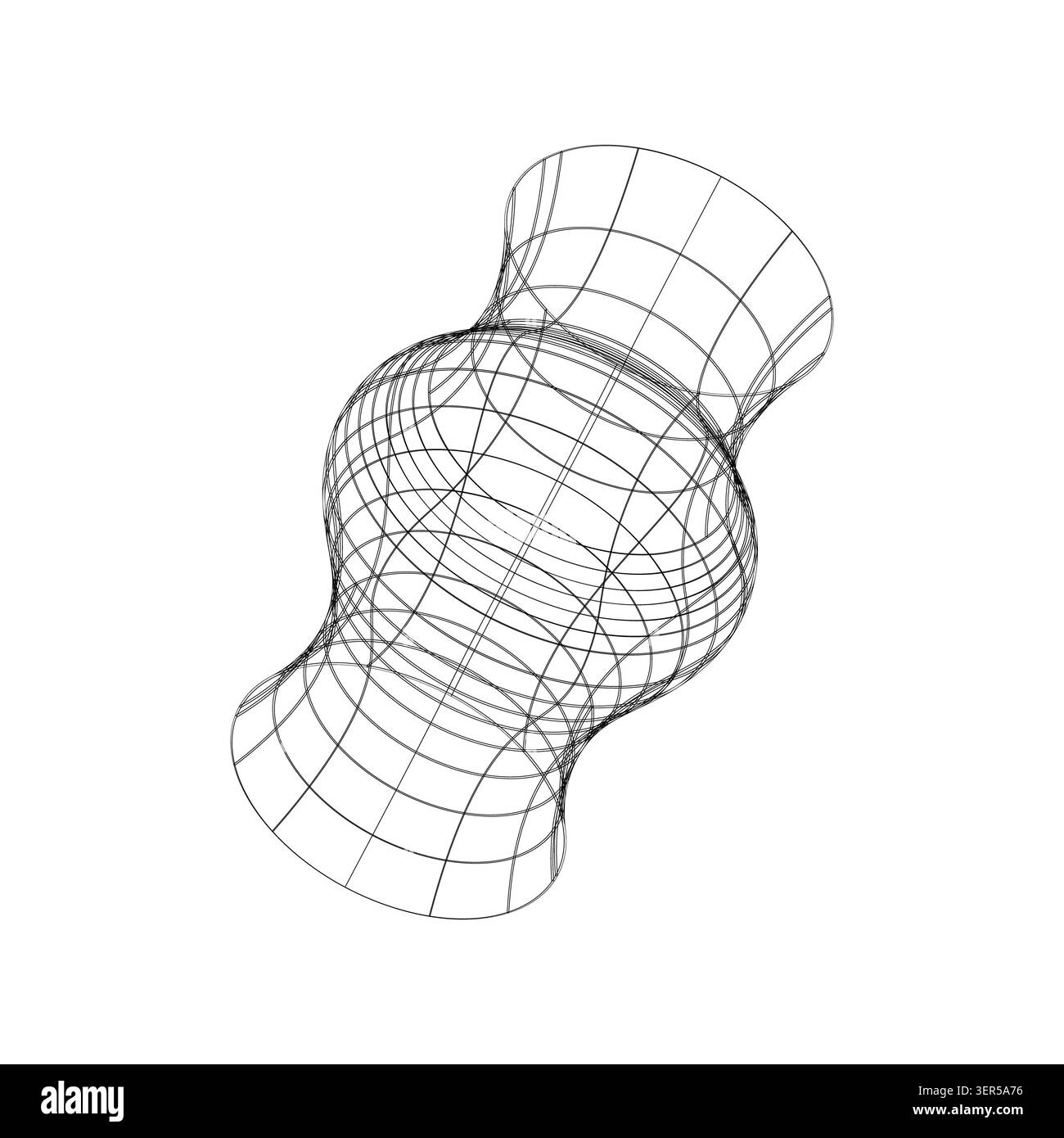 3D wireframe surface with symmetrical hourglass-like shape, narrowing ...