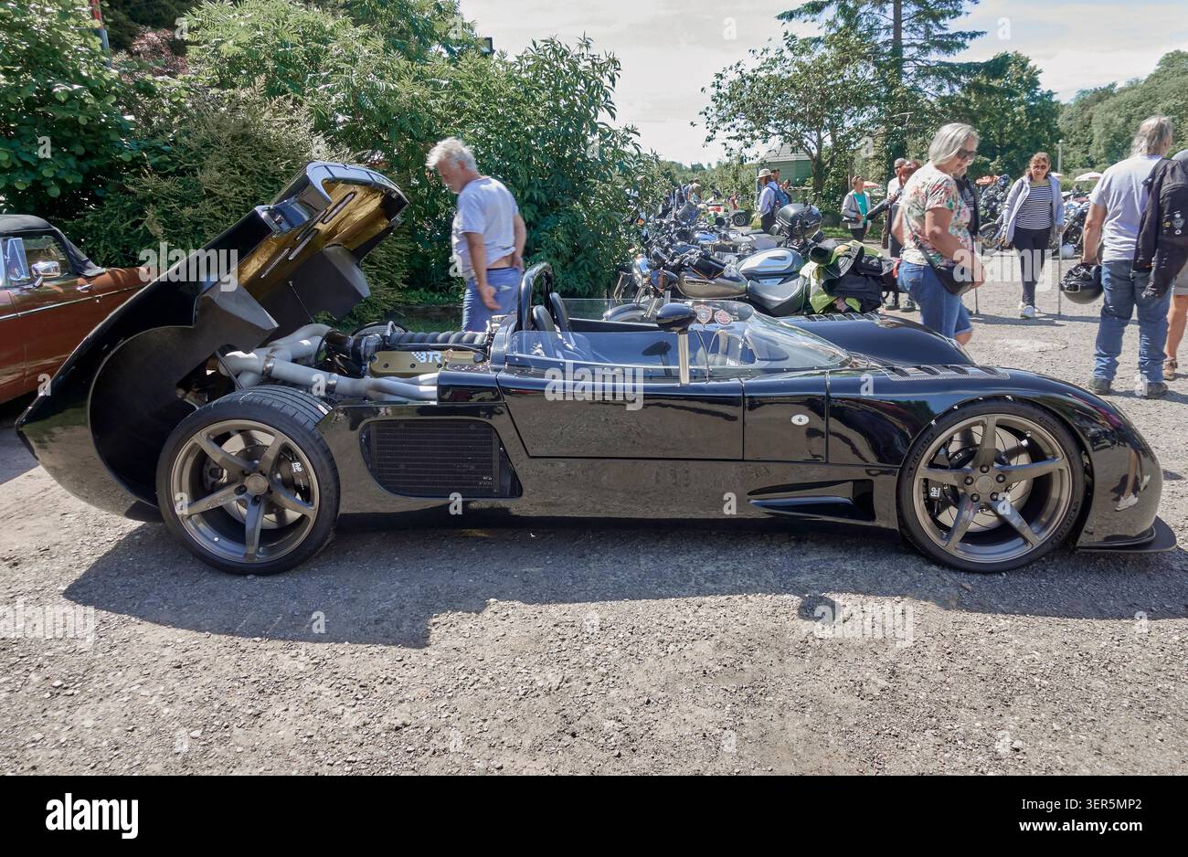 Ultima Can Am 2013 British convertible sports car. Black Stock Photo ...