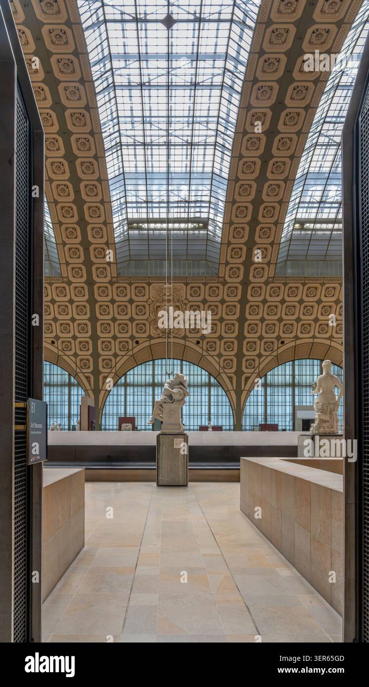 Paris, France - 06 13 2026: Orsay museum. View statues in the main hall ...