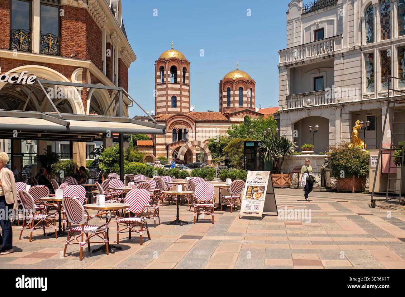 Batumi, Georgia - June 09, 2026: Outdoor cafe terrace on Piazza Square ...