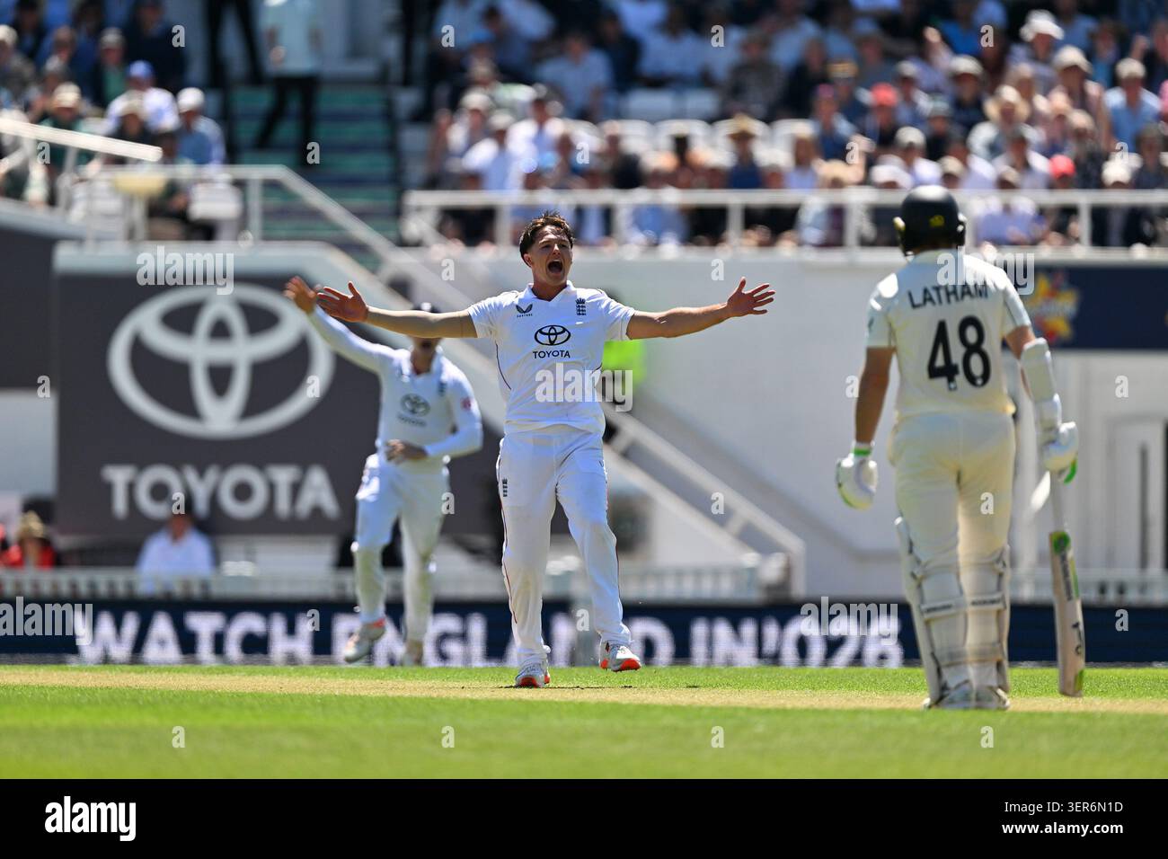 London, England, 17 June 2026 Sonny Baker of England appeals during the ...