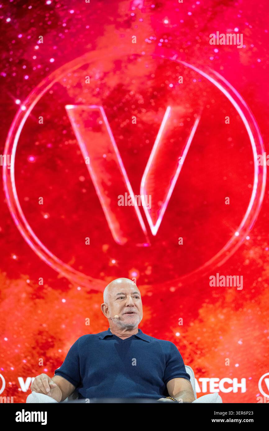 US Amazon's founder Jeff Bezos on stage at the VivaTech technology ...