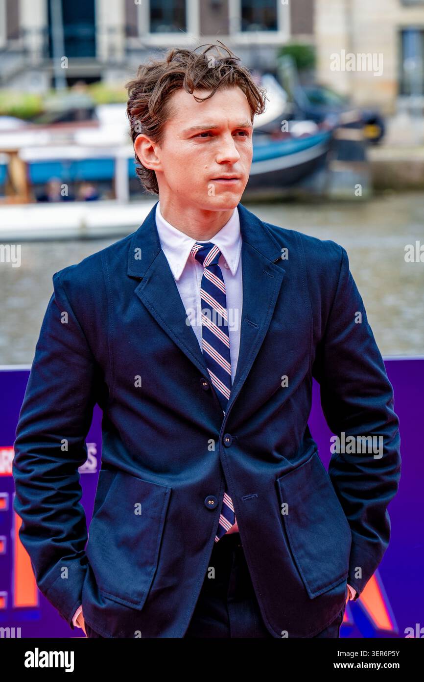 Tom Holland during a photocall in Amsterdam to promote the film Spider ...