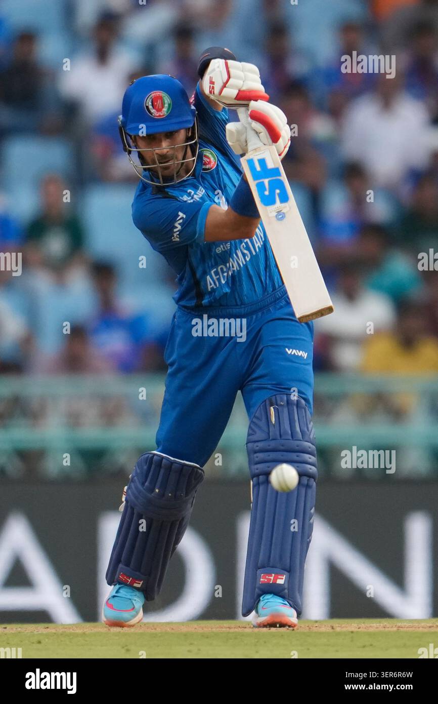 Afghanistan's Rahmanullah Gurbaz plays a shot during the second ODI ...