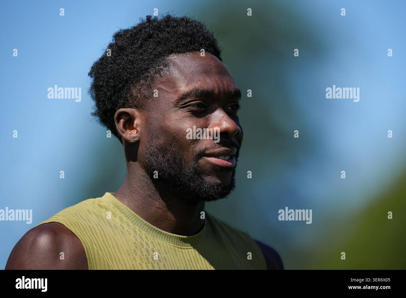 Canada's Alphonso Davies walks onto the field before a FIFA World Cup ...