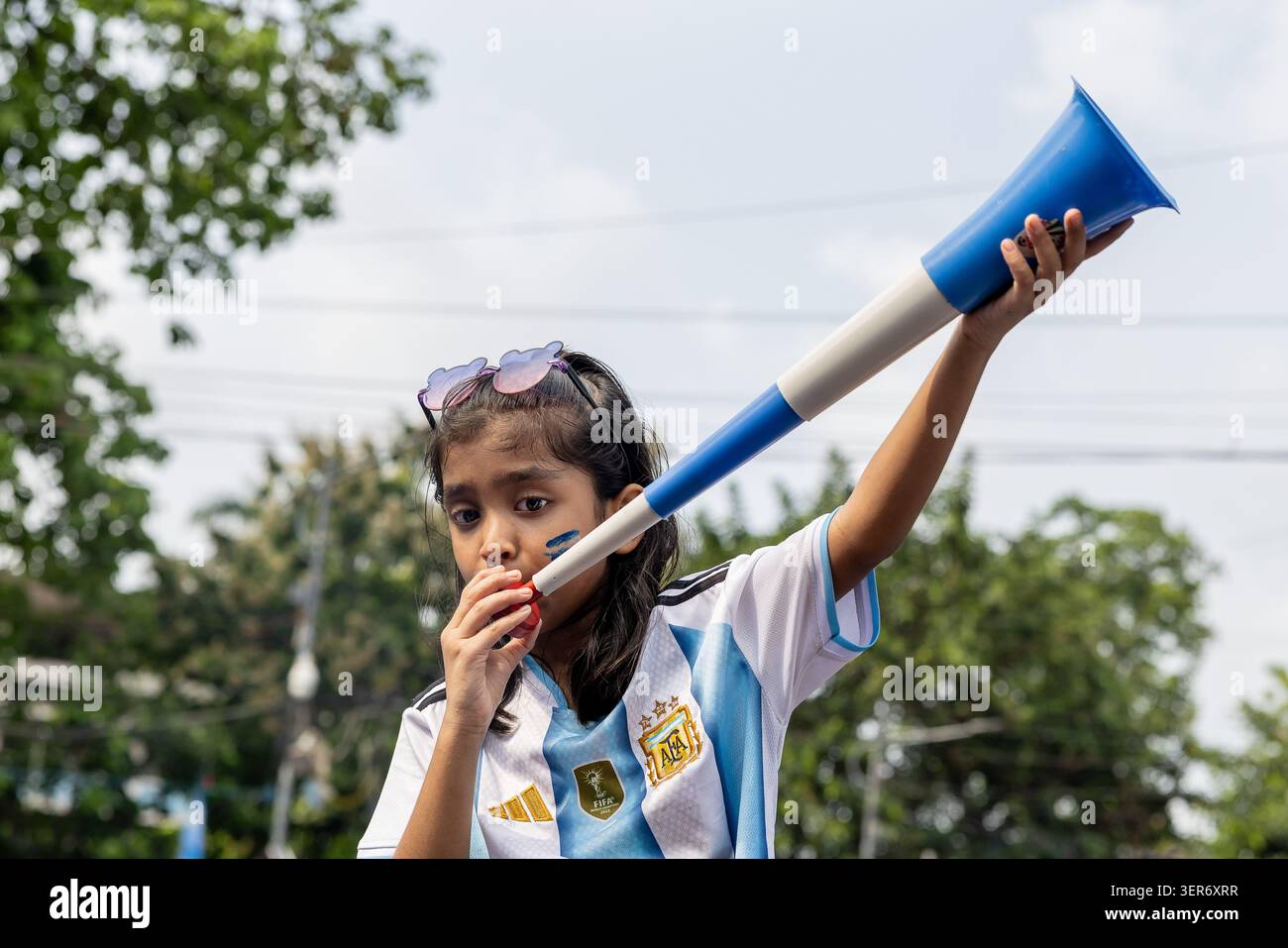 A football fan celebrates Argentina wining the 2026 FIFA World Cup ...