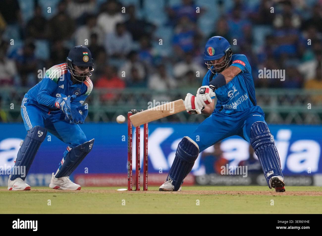 Afghanistan's Rahmat Shah plays a shot during the second ODI cricket ...