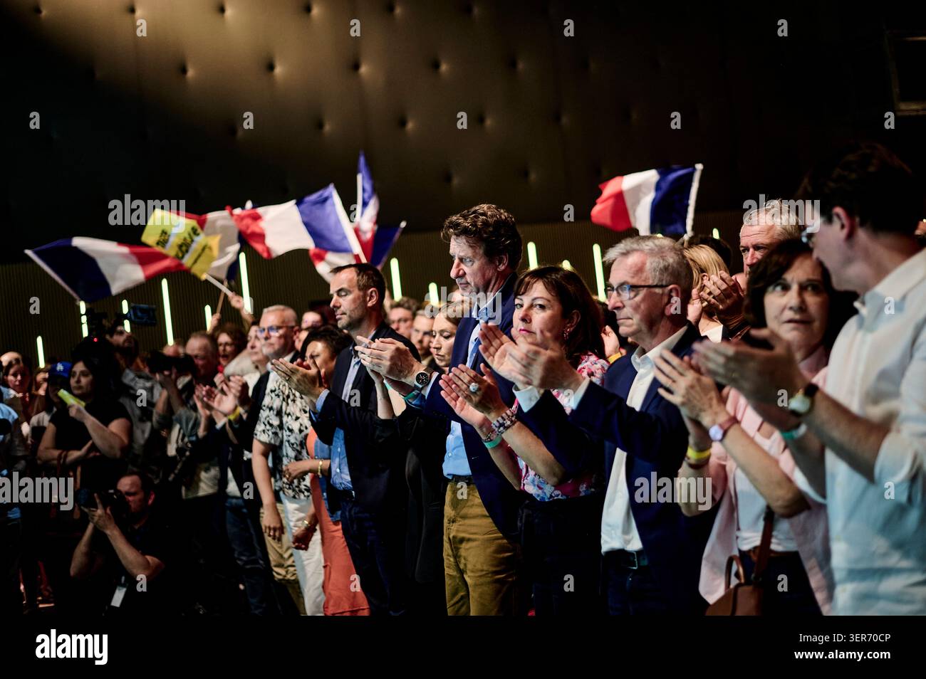 Raphael Glucksmann's political supporters at a rally in Aubervilliers ...