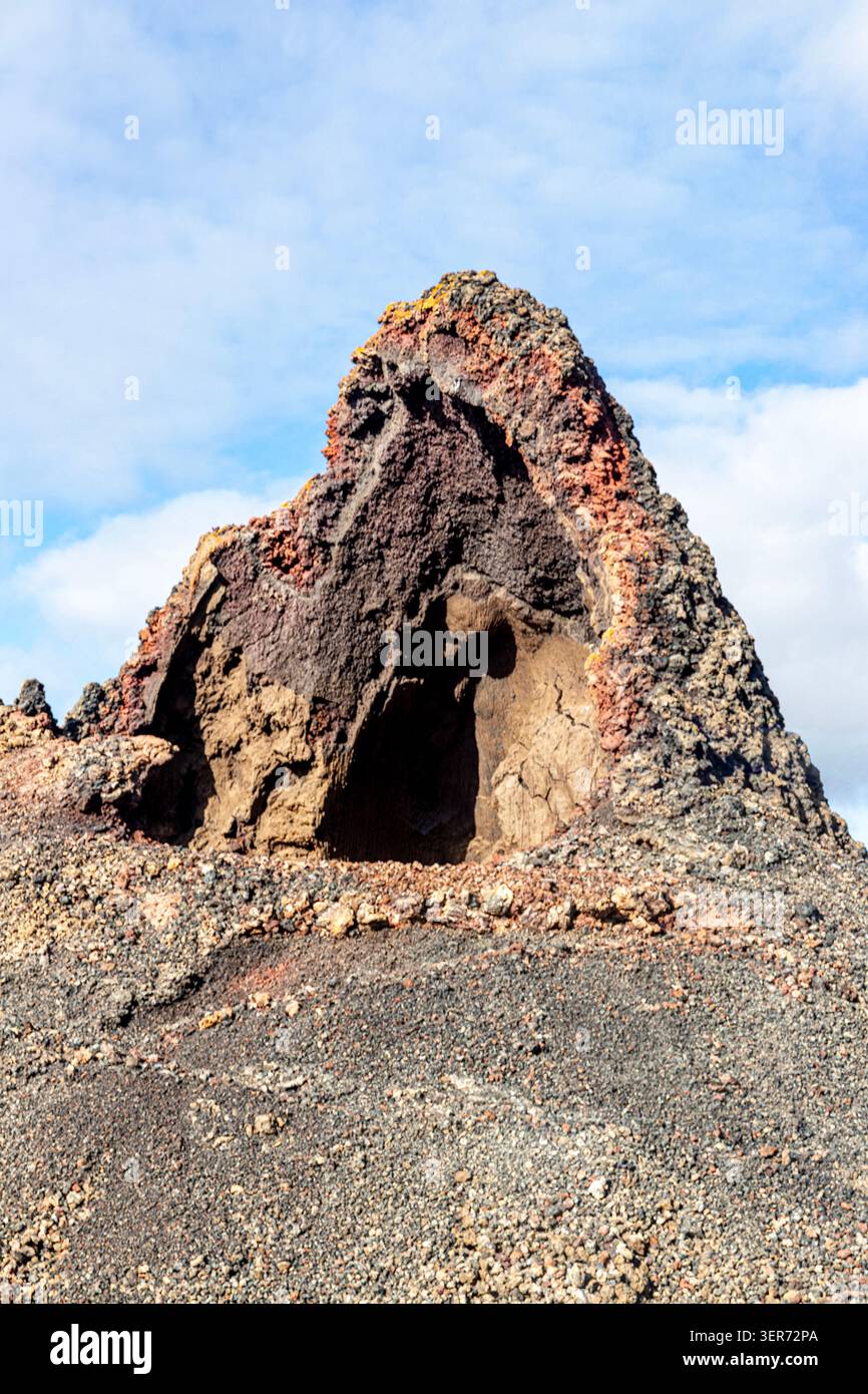 A volcanic cinder cone vent at Montañas del Fuego Timanfaya National ...