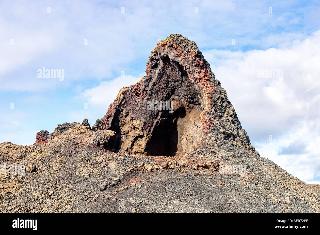 A volcanic cinder cone vent at Montañas del Fuego Timanfaya National ...