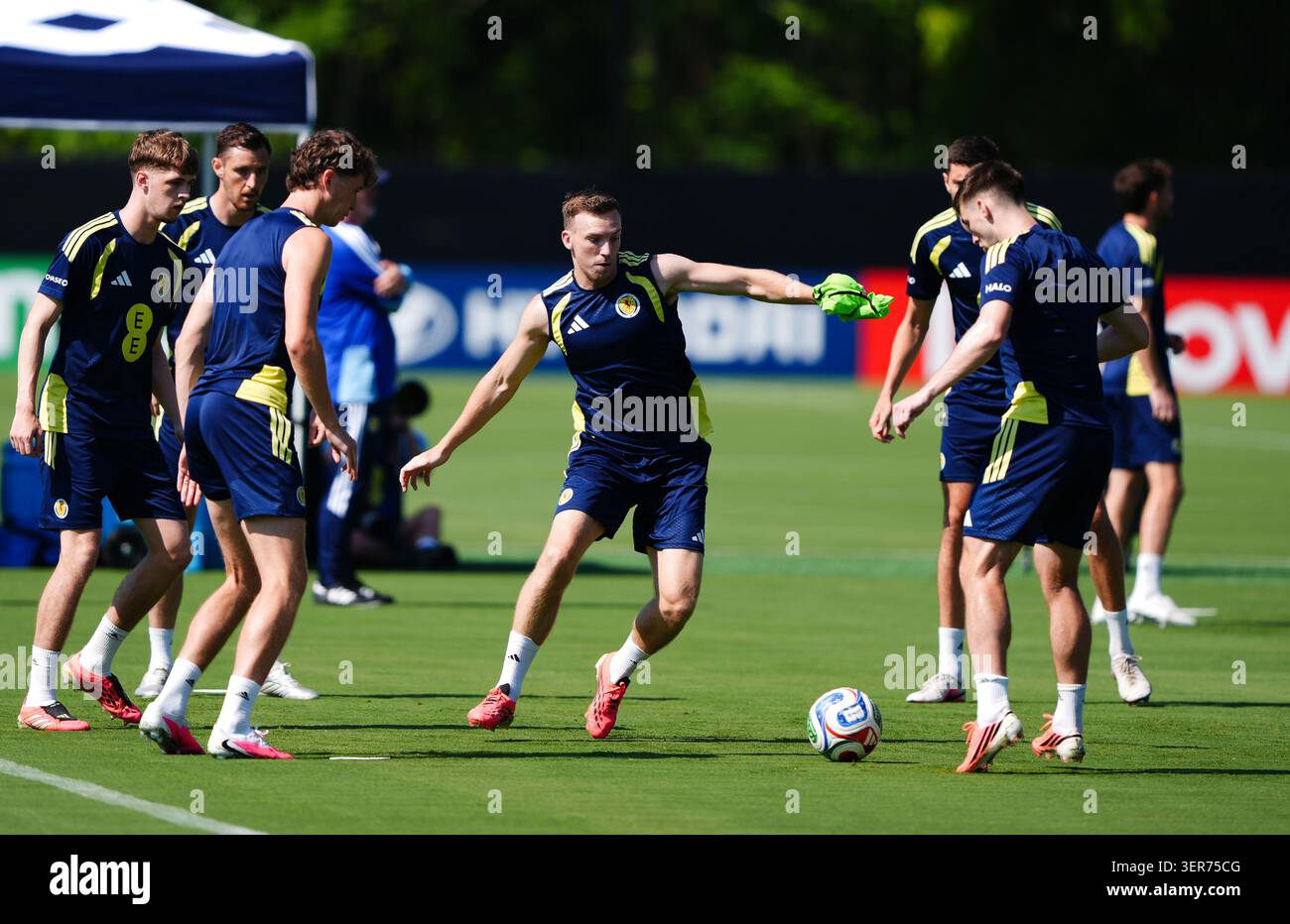 Scotland's Lewis Ferguson (centre) during a training session at the ...