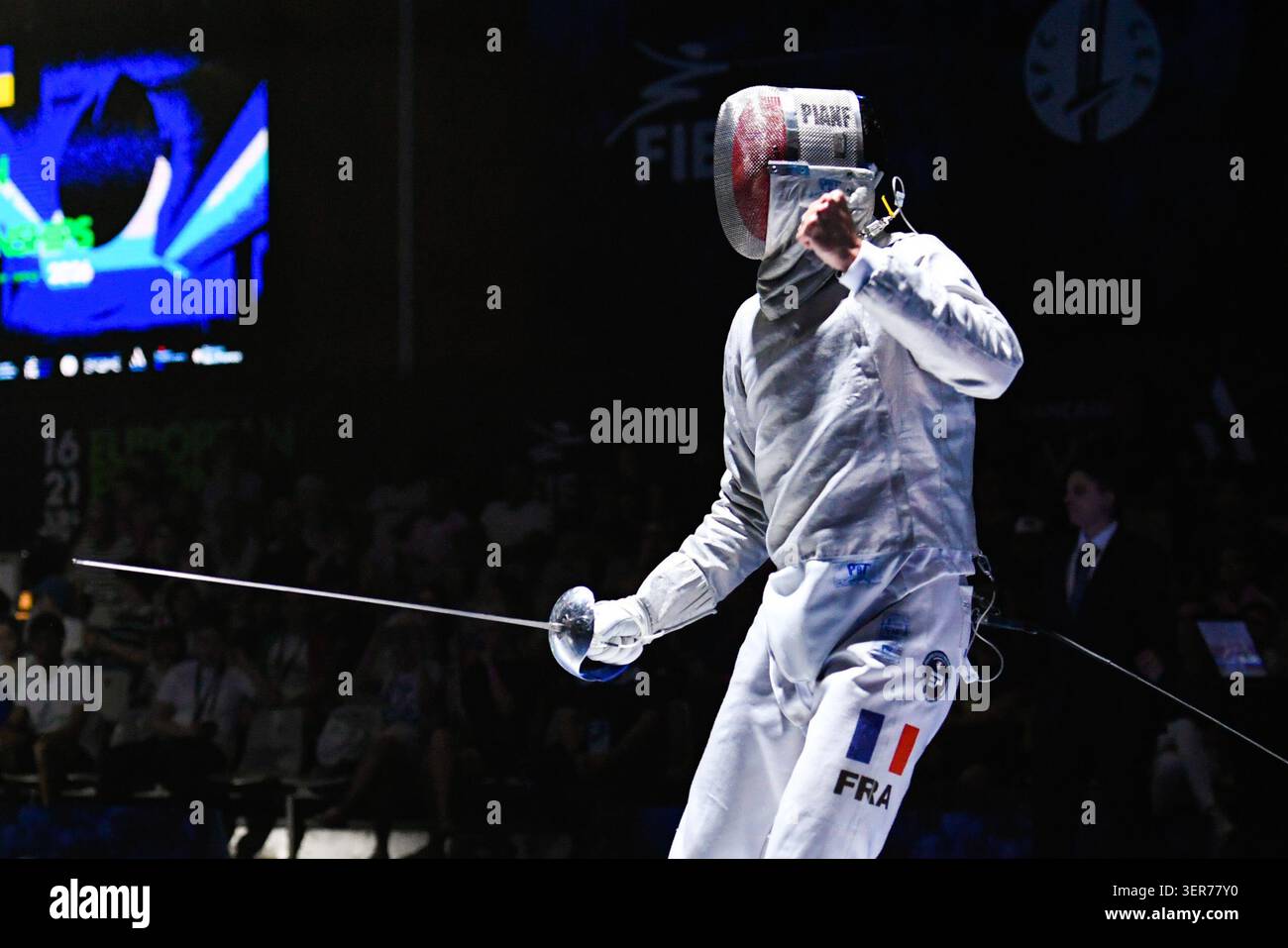 Maxime PIANFETTI of France celebrates during 2026 European Fencing ...