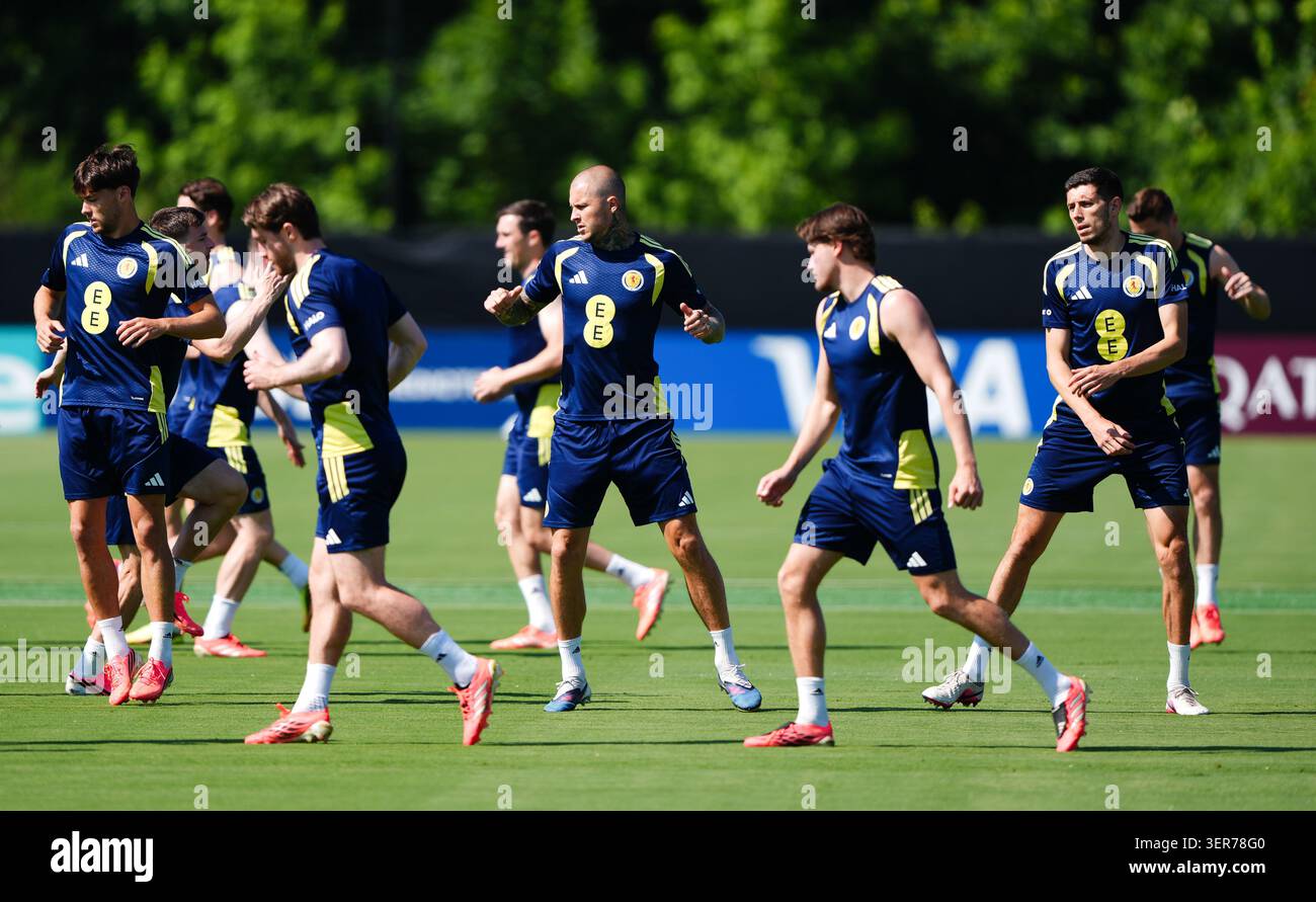 Scotland's Lyndon Dykes during a training session at the Atrium Health ...
