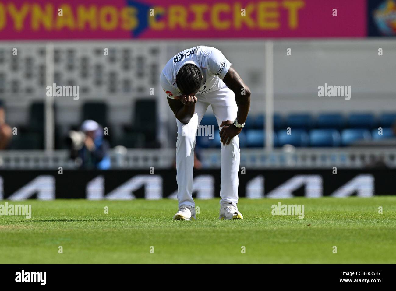 London, England, 17 June 2026 Jofra Archer of England reacts after a ...