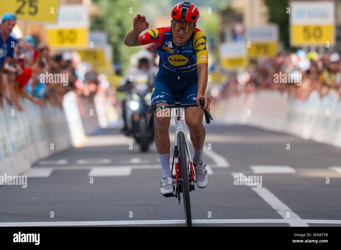 SONDRIO, ITALY - JUNE 17: Andrea Bagioli of Lidl - Trek in action on ...