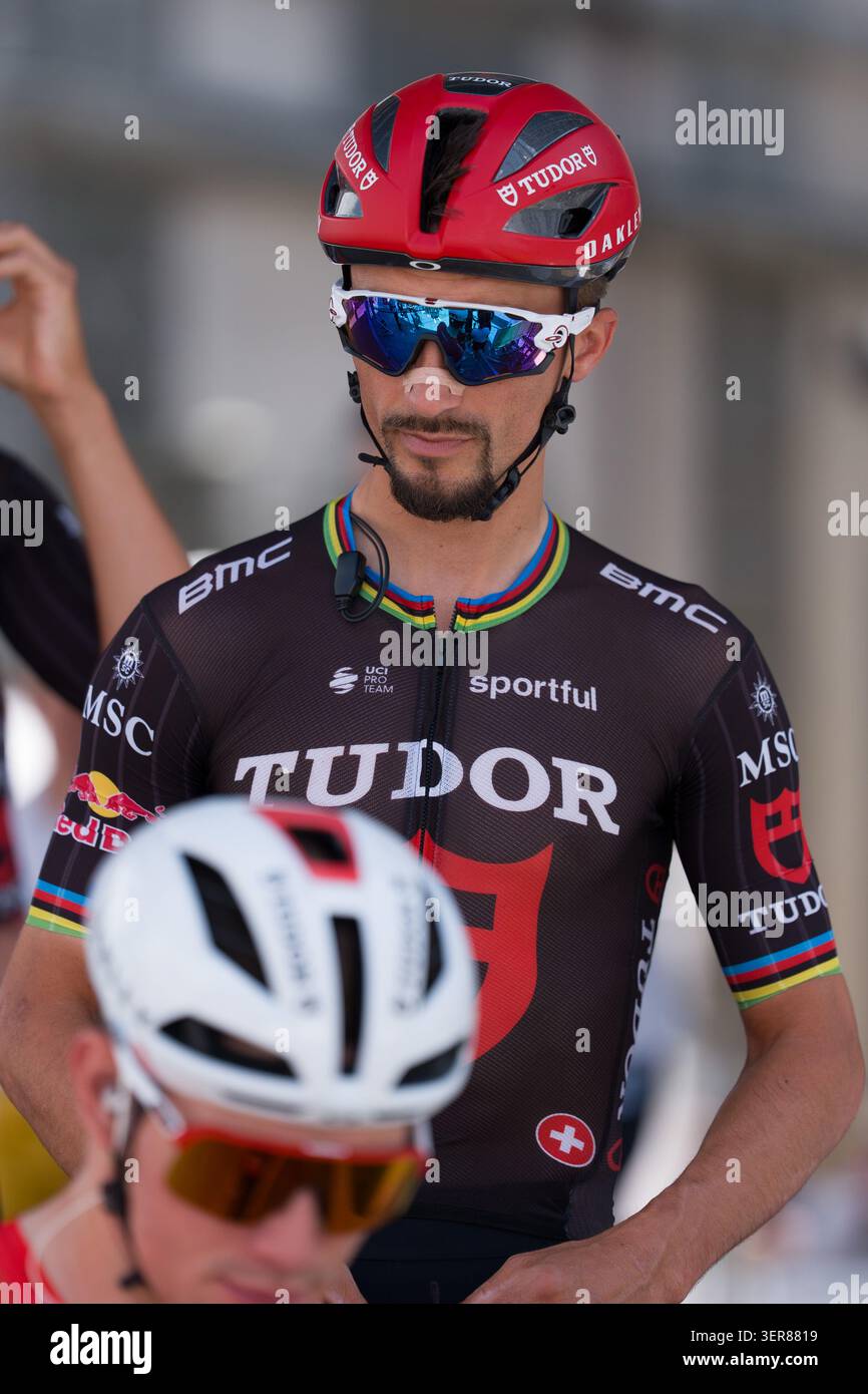 SONDRIO, ITALY - JUNE 17: Julian Alaphilippe of Tudor Pro Cycling Team ...