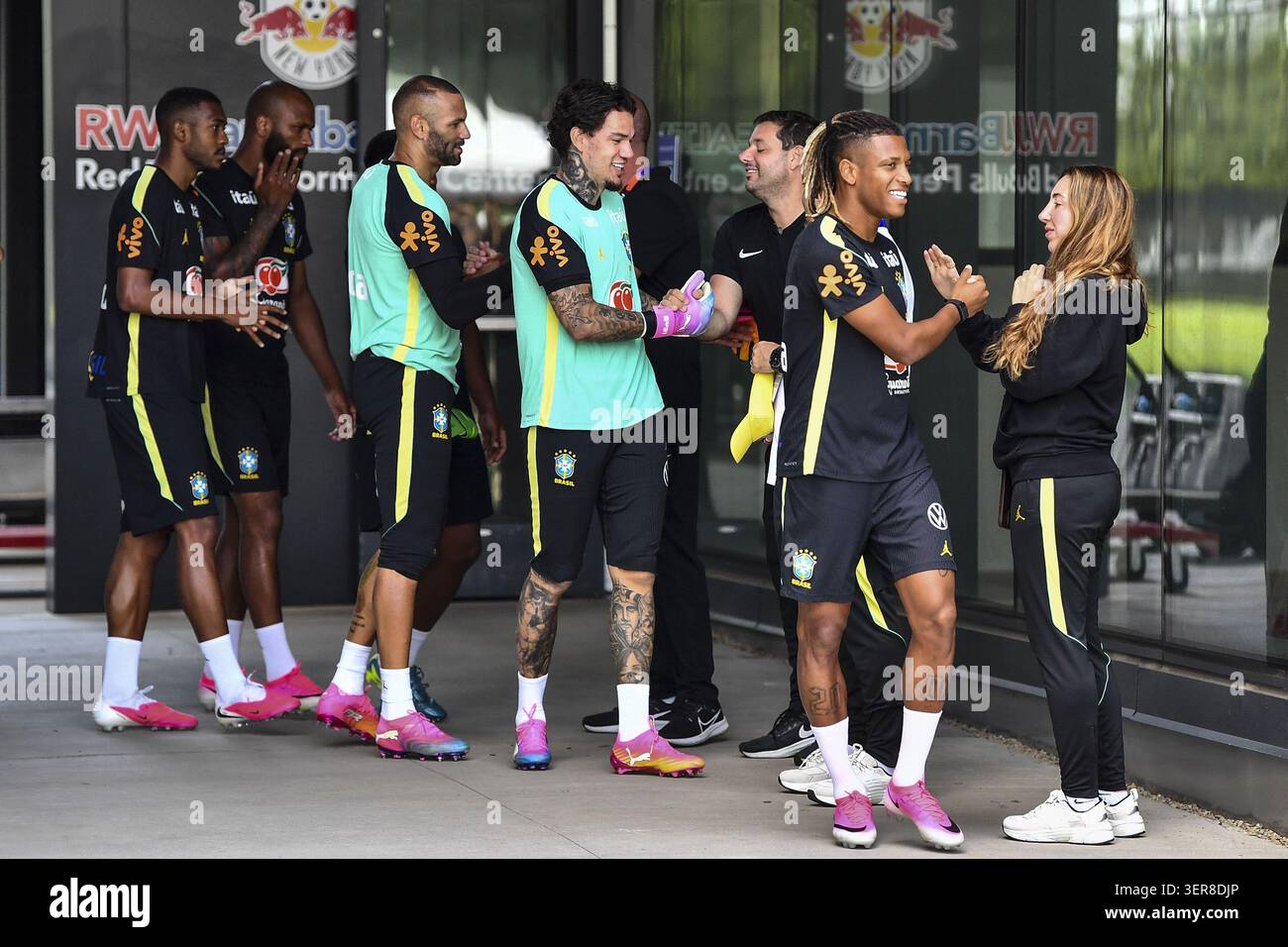 Brazilian Team greets staff before training at their New Jersey base ...