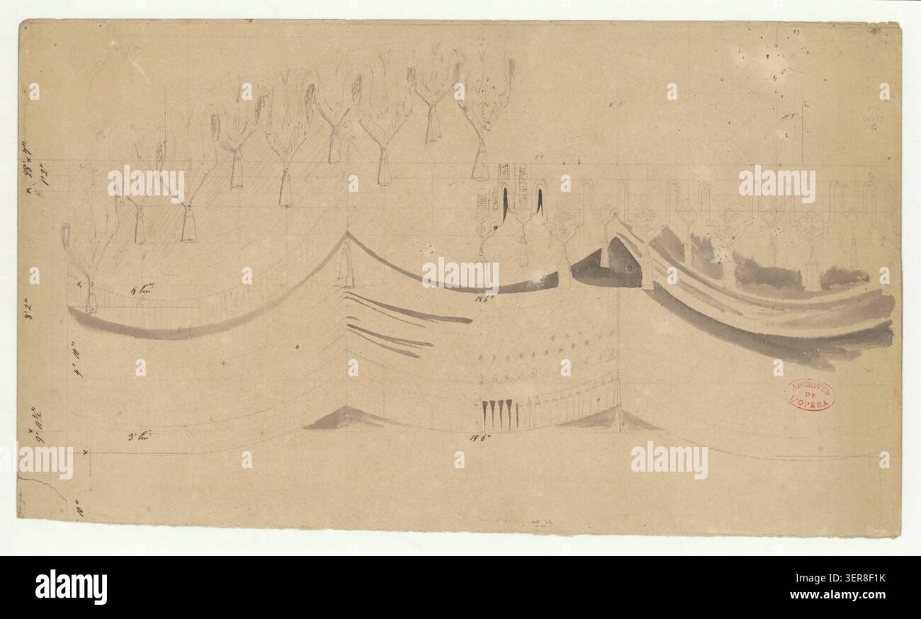 Friedrich Pape produces a stage curtain design sketch for the Breslau ...