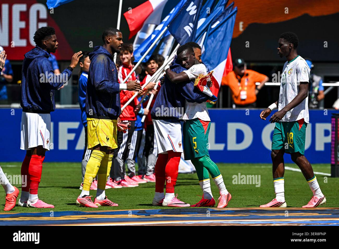France's Kylian MBAPPE and Senegal's Idrissa GUEYE prior to the FIFA ...