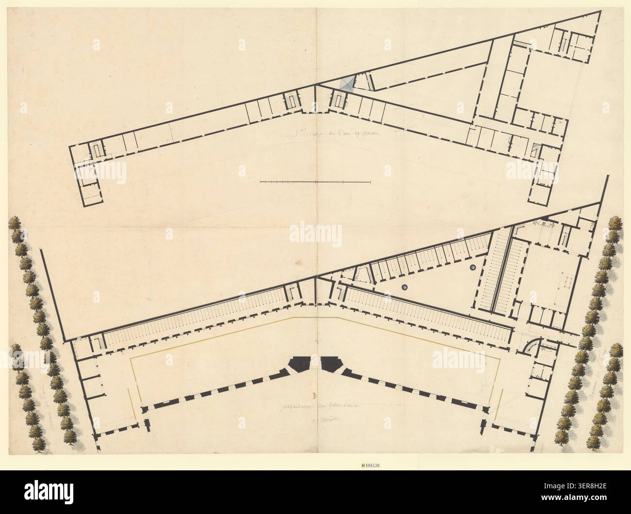 Equestrian service buildings versailles layout hi-res stock photography ...