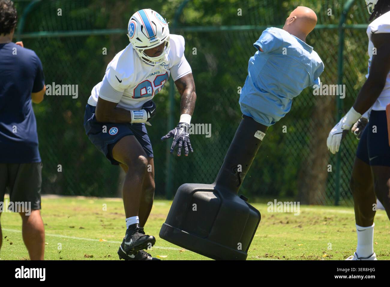 Tennessee Titans defensive lineman Jaylen Harrell (92) works out during ...