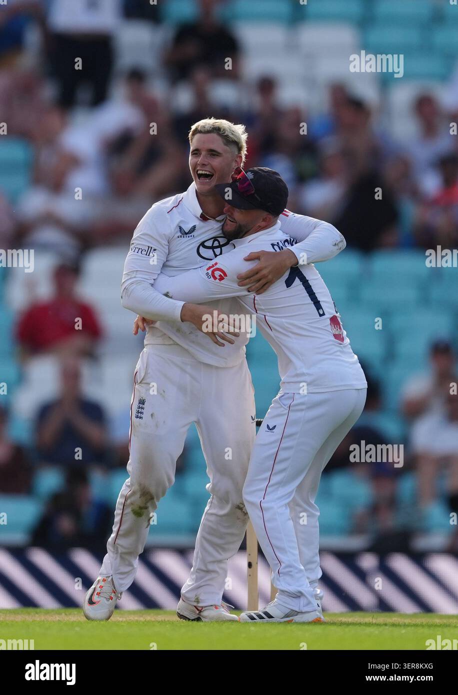 England's Jacob Bethell celebrates the wicket of New Zealand's Nathan ...