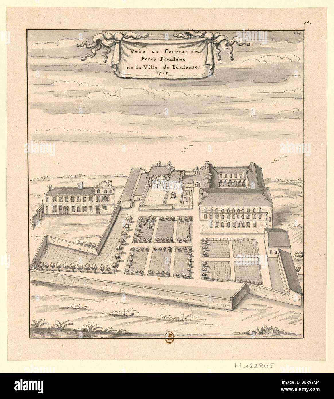 Louis boudan architectural site view drawing france hi-res stock ...