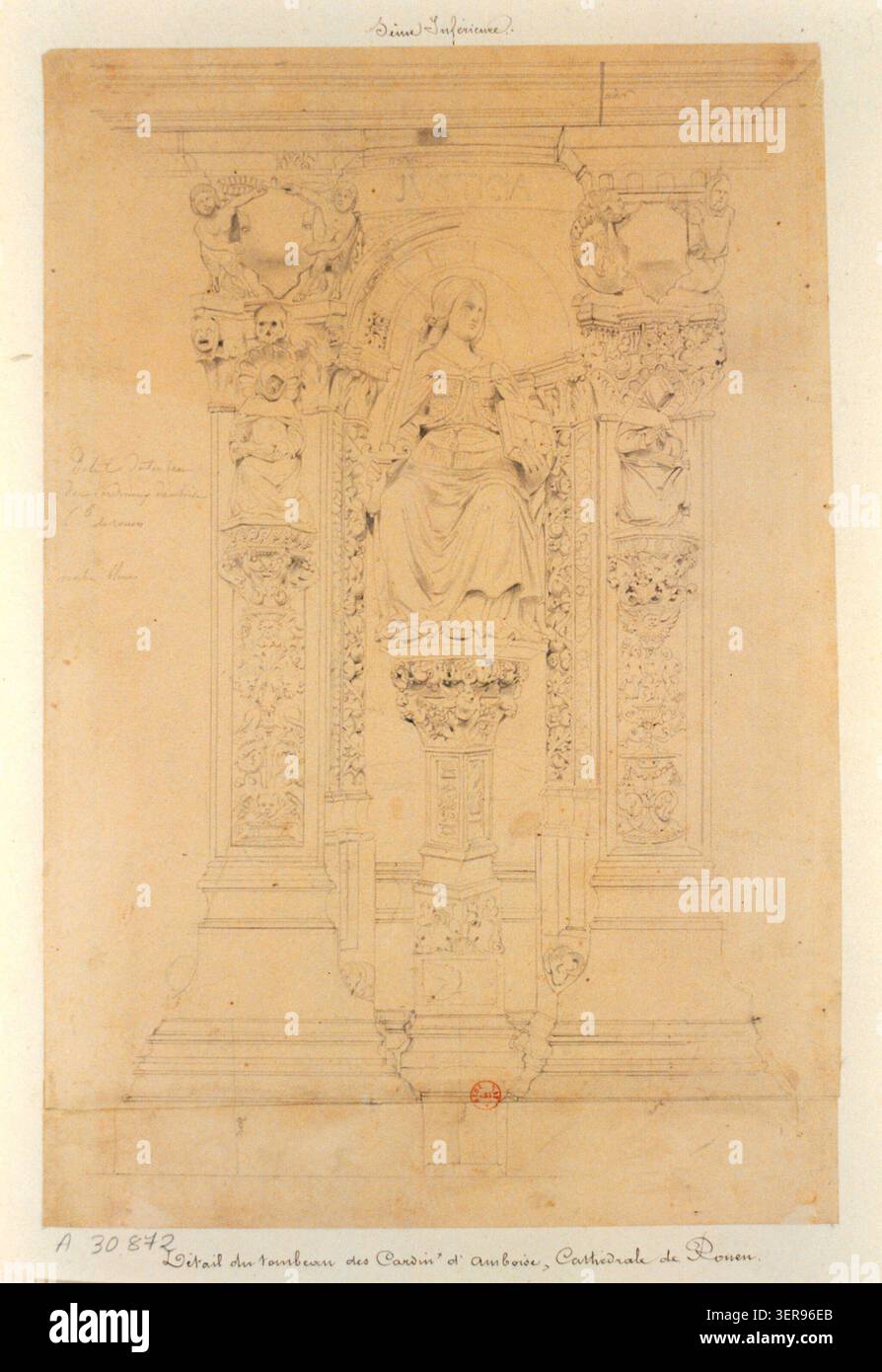 Rouen notre dame tomb composition architectural drawing hi-res stock ...