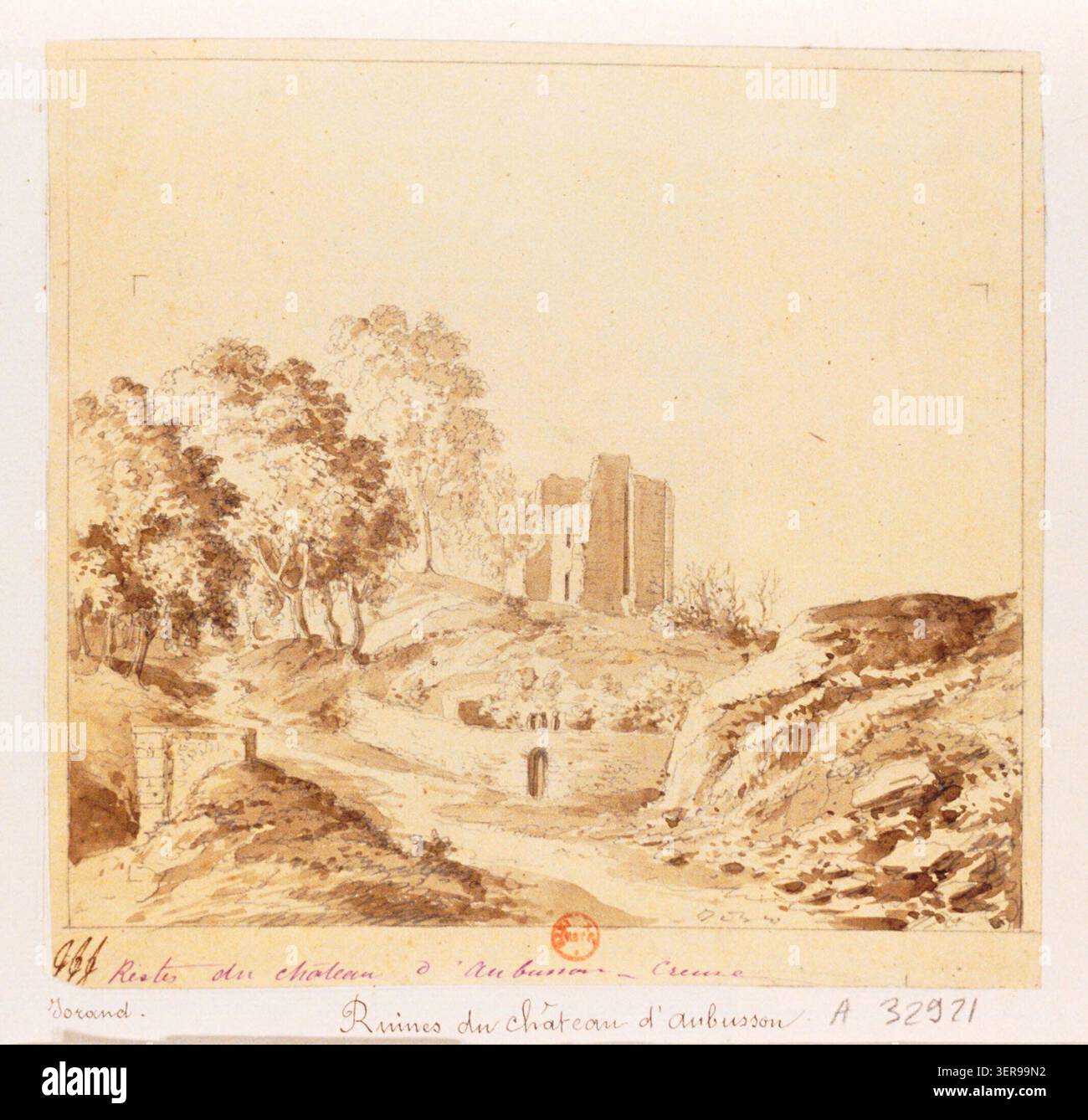 Aubusson castle ruins 19th century creuse france hi-res stock ...