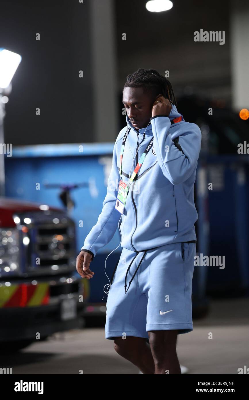 England's Eberechi Eze arrives before the FIFA World Cup Group L match ...