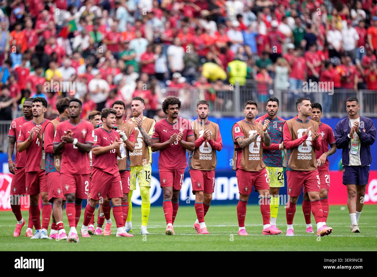 Portugal players applaud the fans at the the end of the World Cup Group ...