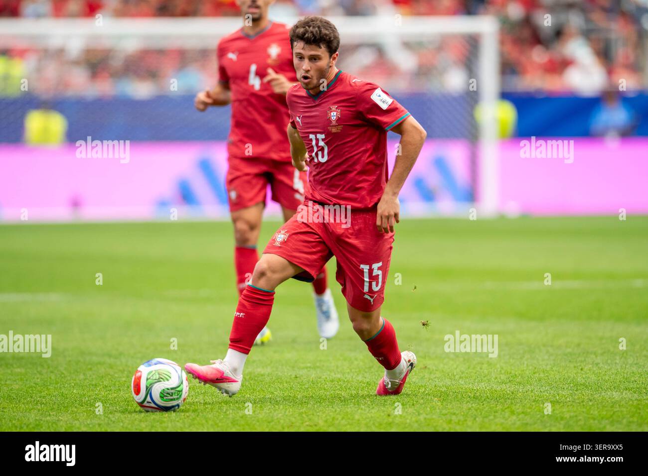 June 17, 2026: Portugal midfielder Joao Neves (15) controls the ball ...