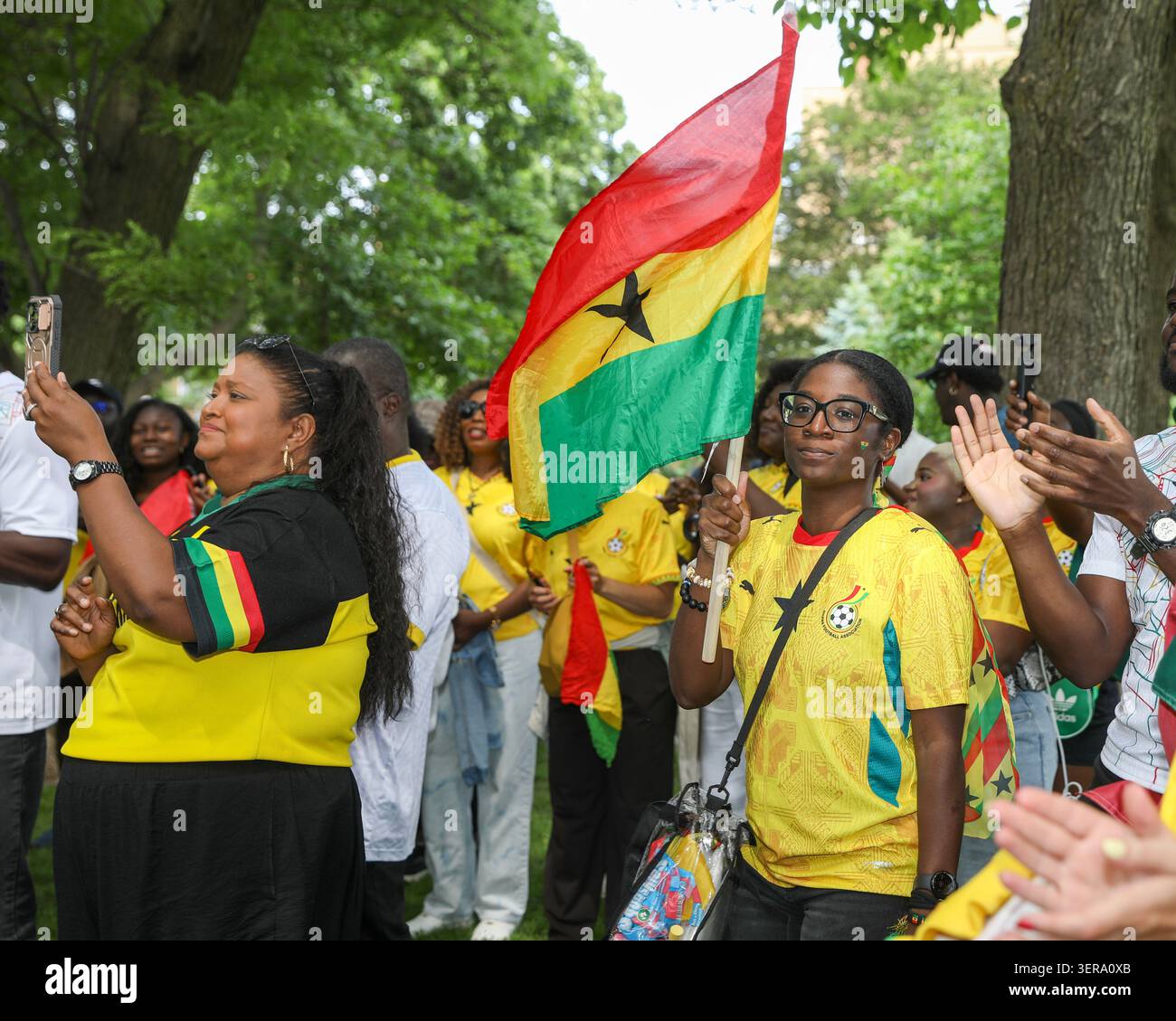 Toronto, Canada. 17 June 2026: Ghanaian fans sing and dance as they ...