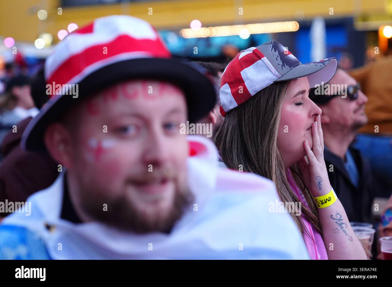 Fans react after Martin Baturina scored Croatia's opening goal as they ...