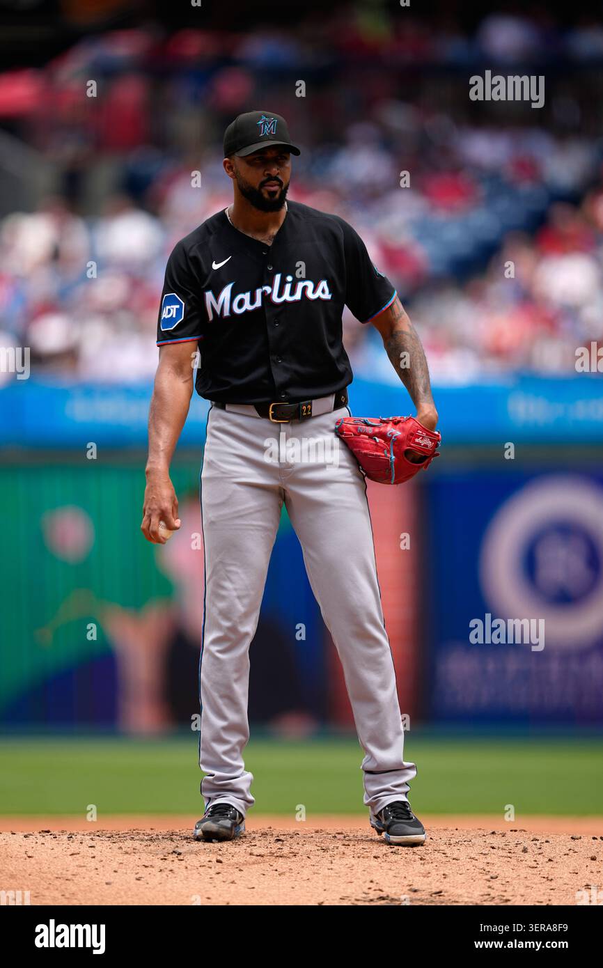 Miami Marlins' Sandy Alcantara plays during a baseball game Wednesday ...