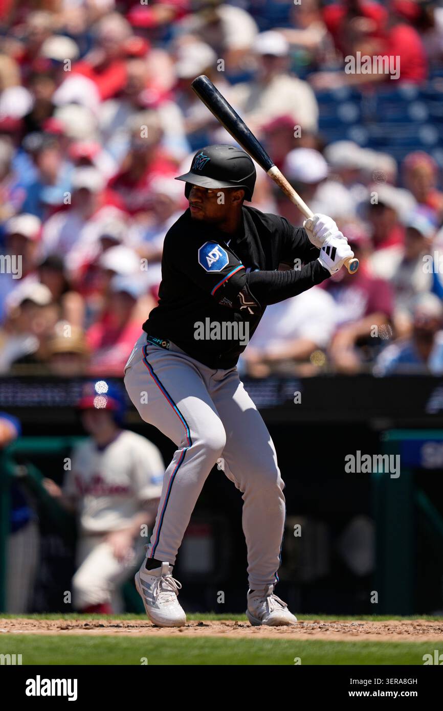 Miami Marlins' Xavier Edwards plays during a baseball game Wednesday ...