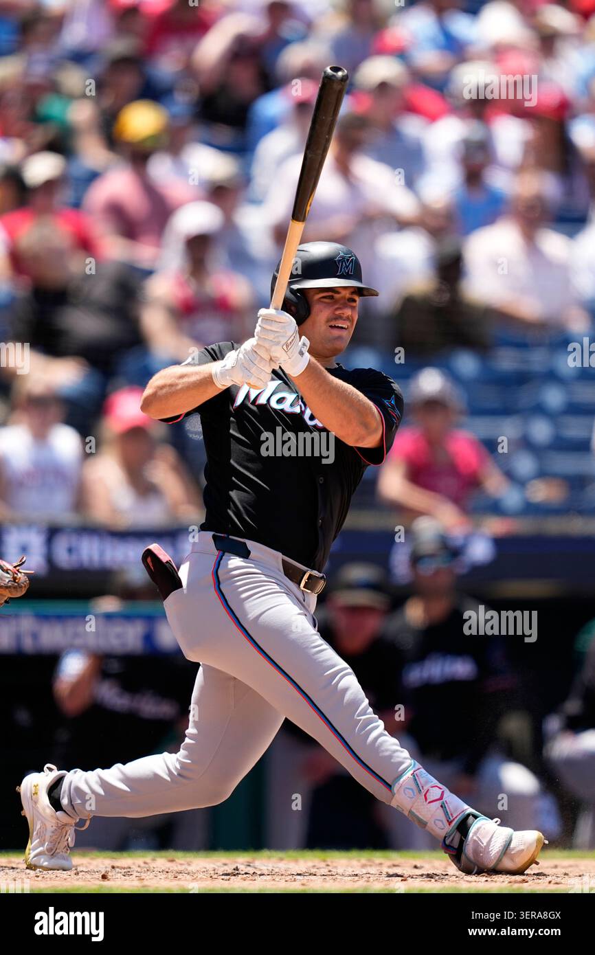 Miami Marlins' Jakob Marsee plays during a baseball game Wednesday ...