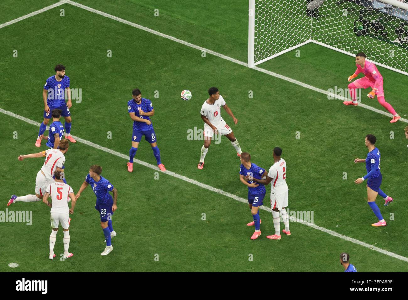 England's Harry Kane (9) scores during the World Cup Group L soccer ...
