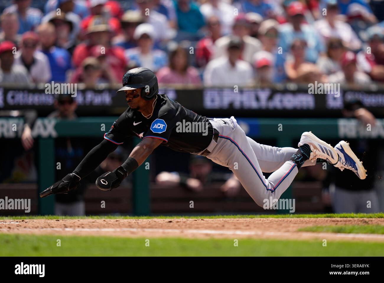 Miami Marlins' Esteury Ruiz plays during a baseball game Wednesday ...