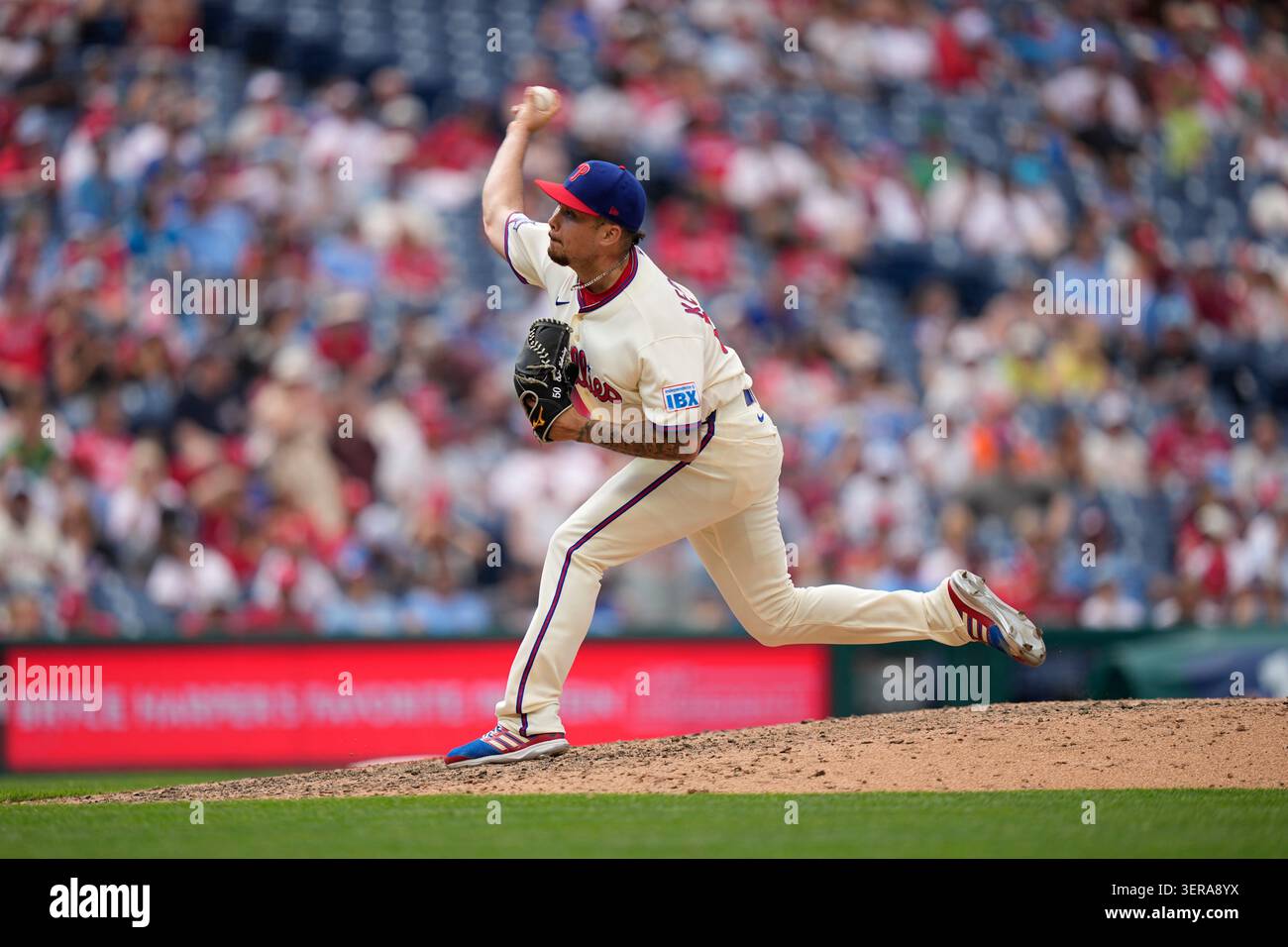 Philadelphia Phillies' Orion Kerkering plays during a baseball game ...