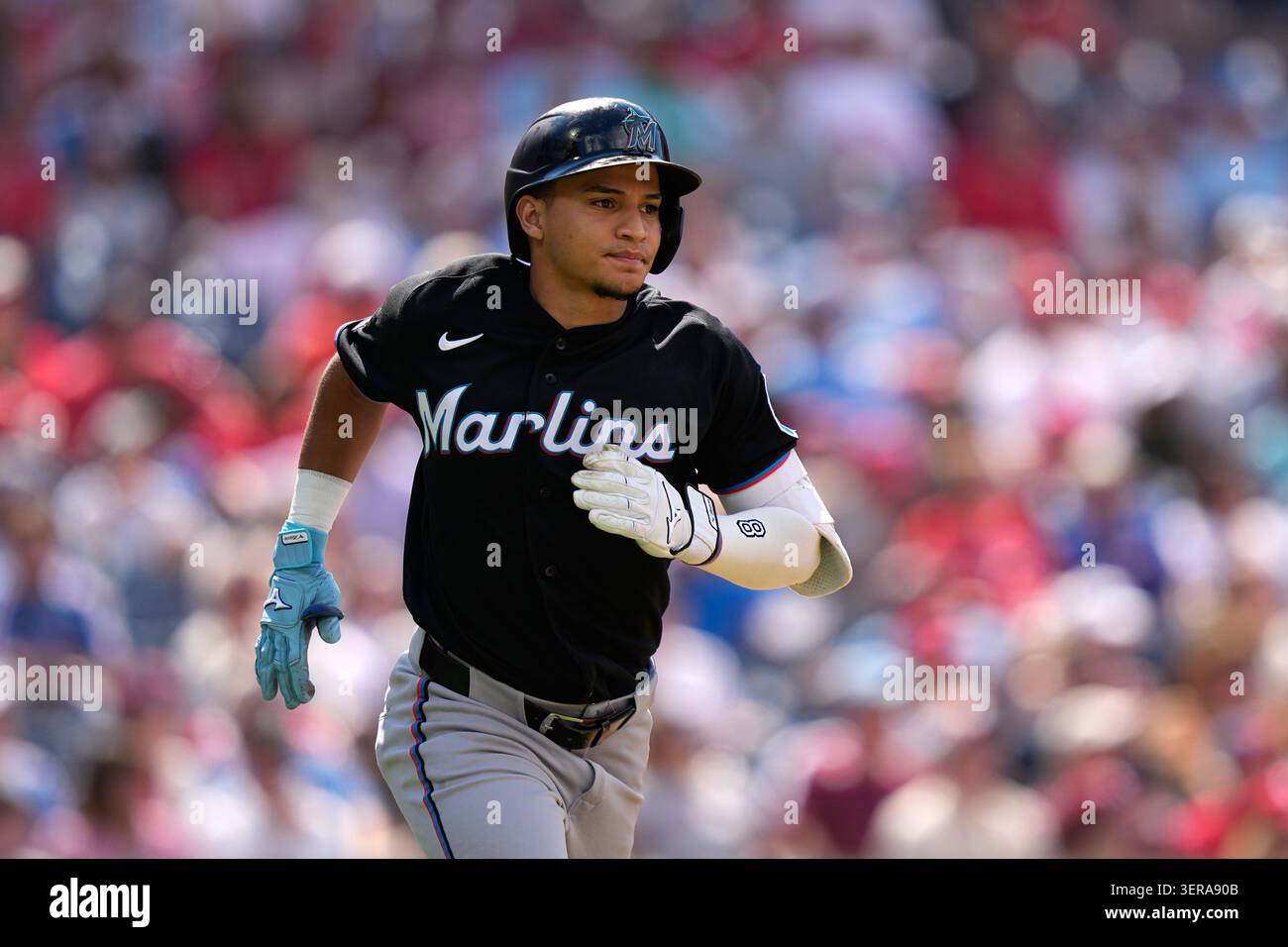 Miami Marlins' Javier Sanoja plays during a baseball game Wednesday ...