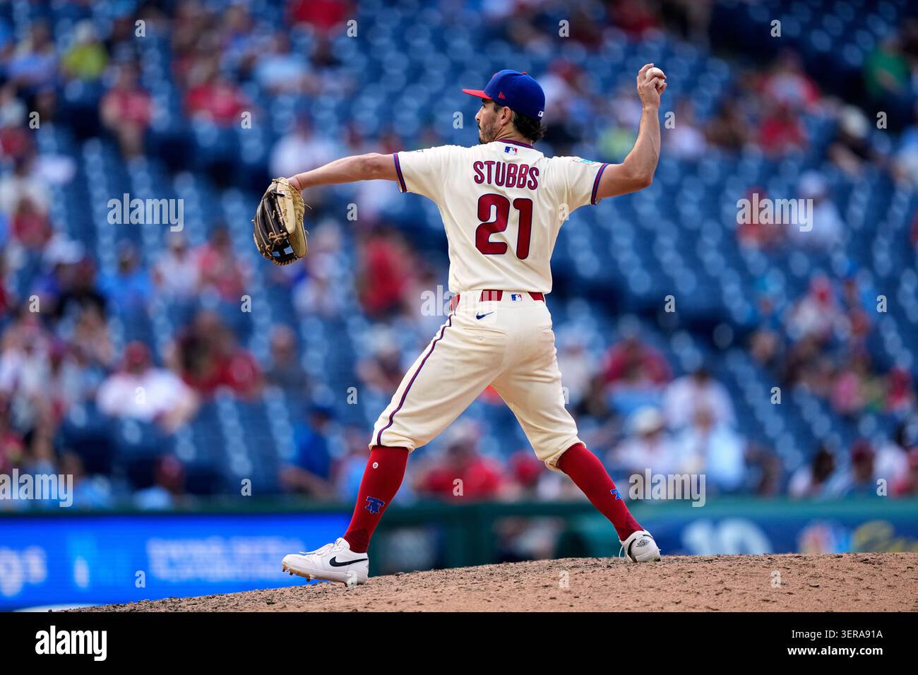 Philadelphia Phillies' Garrett Stubbs pitches during a baseball game ...