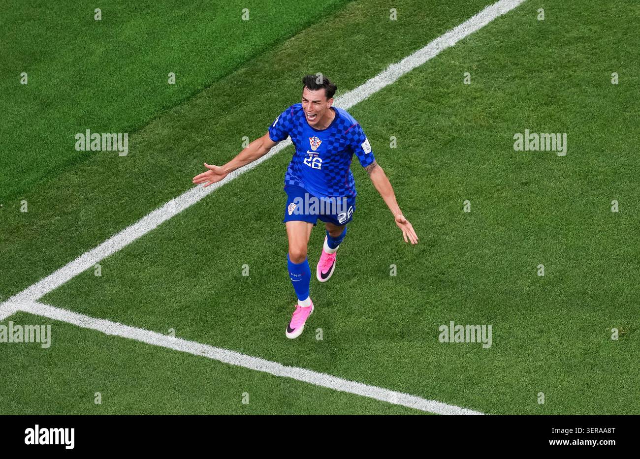 Croatia's Petar Musa celebrates scoring his sides second goal during ...